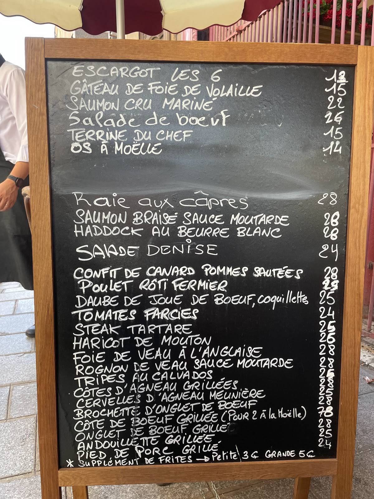 Menu au La Tour Montlhéry - Chez Denise restaurant, Paris, 5 Rue des ...