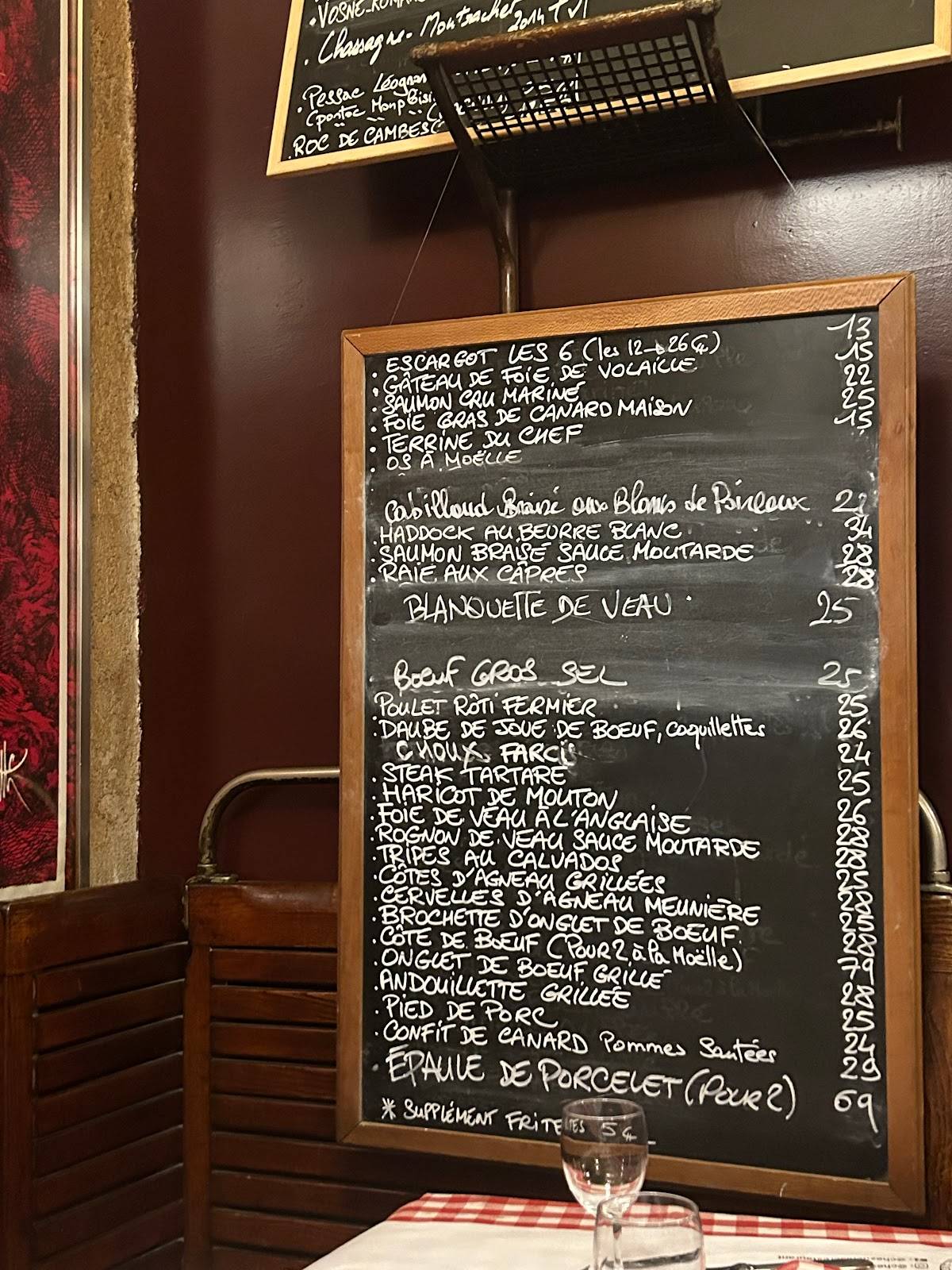 Menu at La Tour Montlhéry - Chez Denise restaurant, Paris, 5 Rue des ...