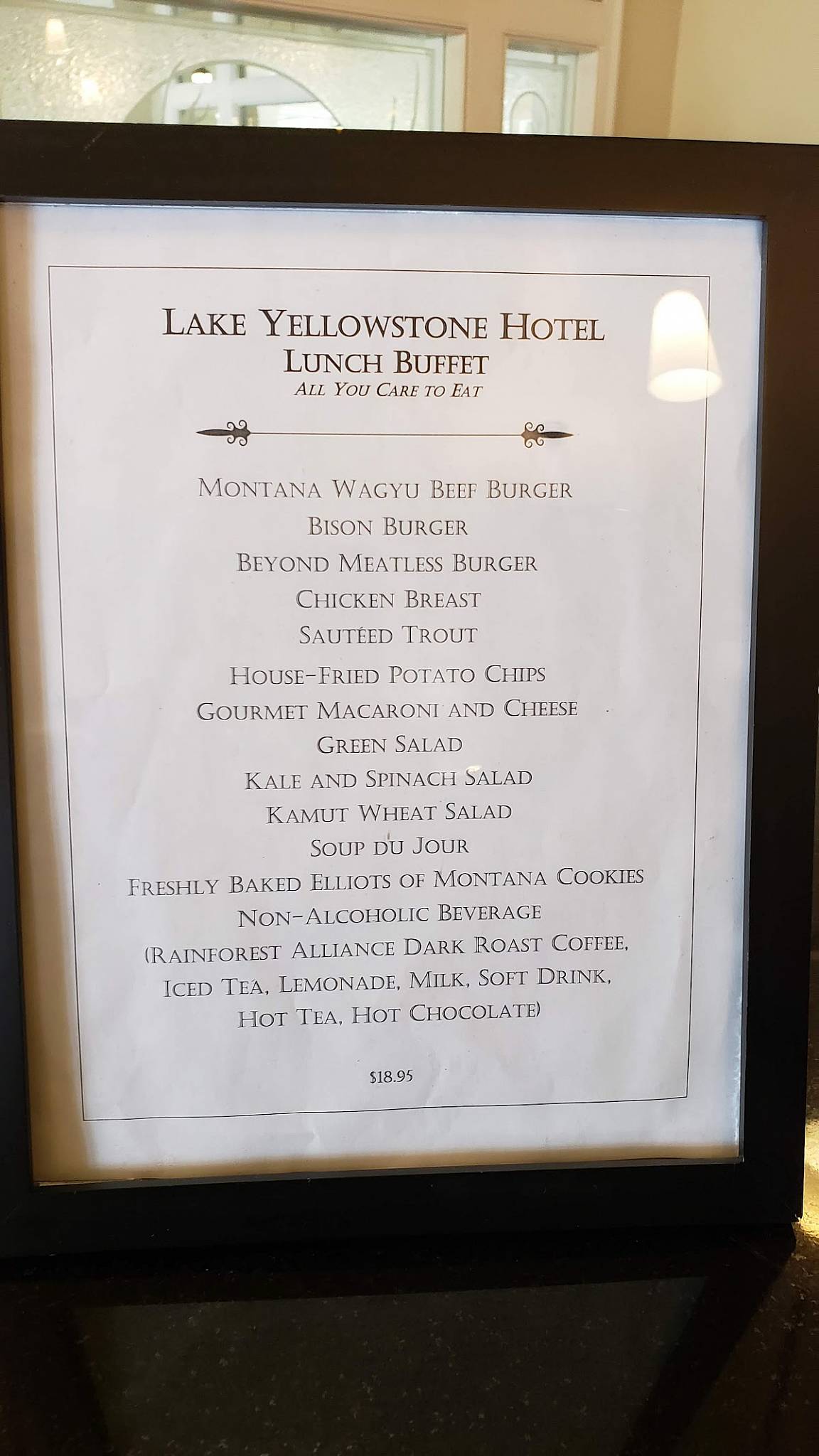 Menu at Lake Yellowstone Hotel Dining Room restaurant, USA, 236 ...