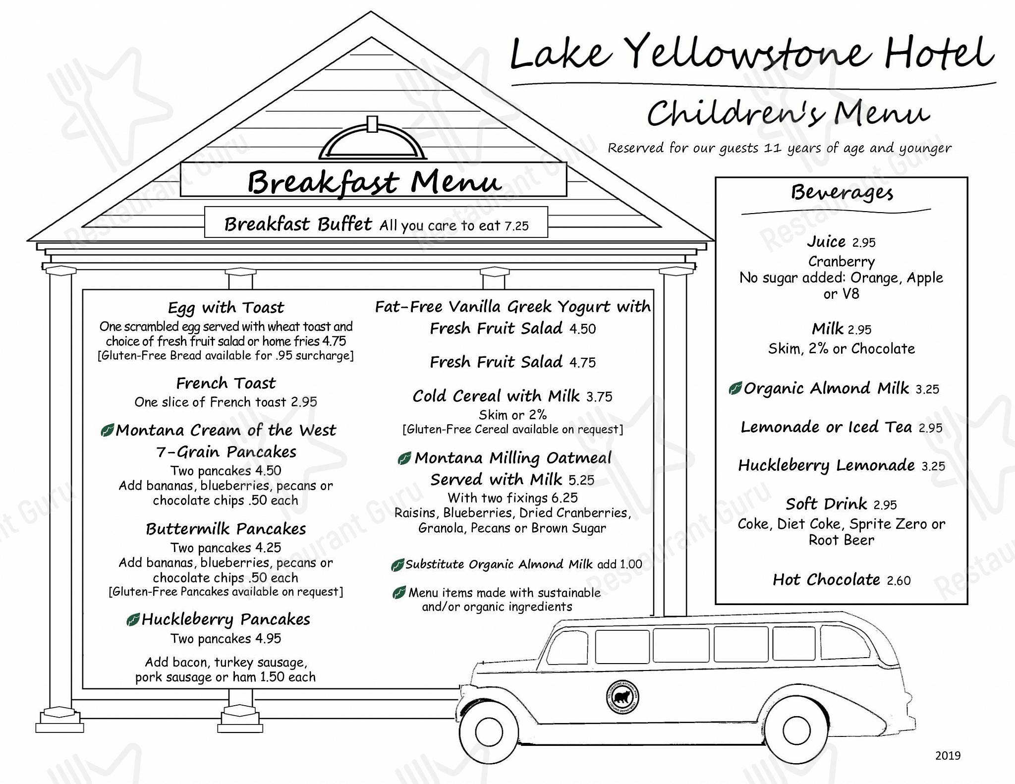 Menu at Lake Yellowstone Hotel Dining Room restaurant, USA, 236 ...