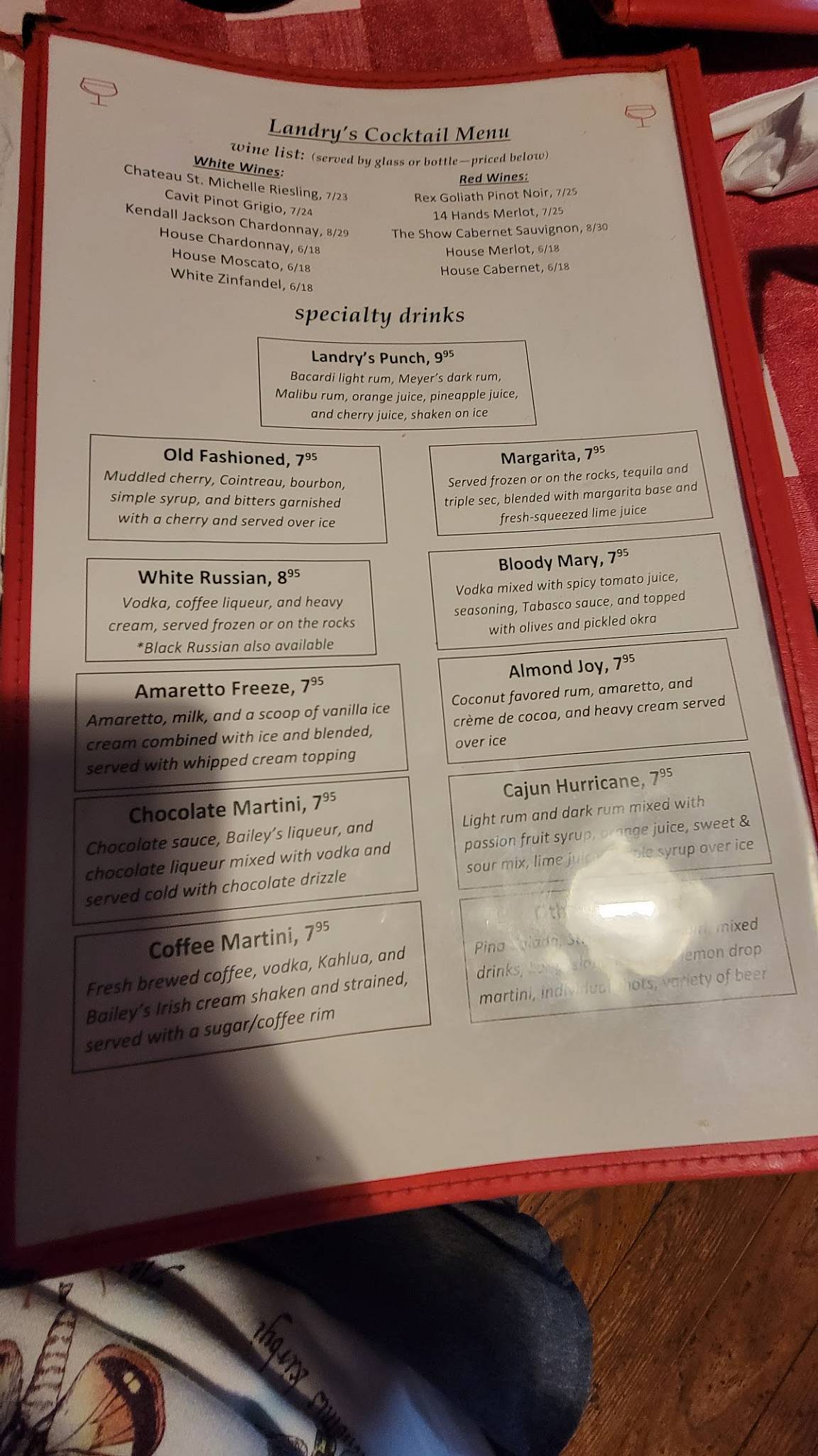 Menu at Landry's Cajun, Seafood & Steakhouse, New Iberia