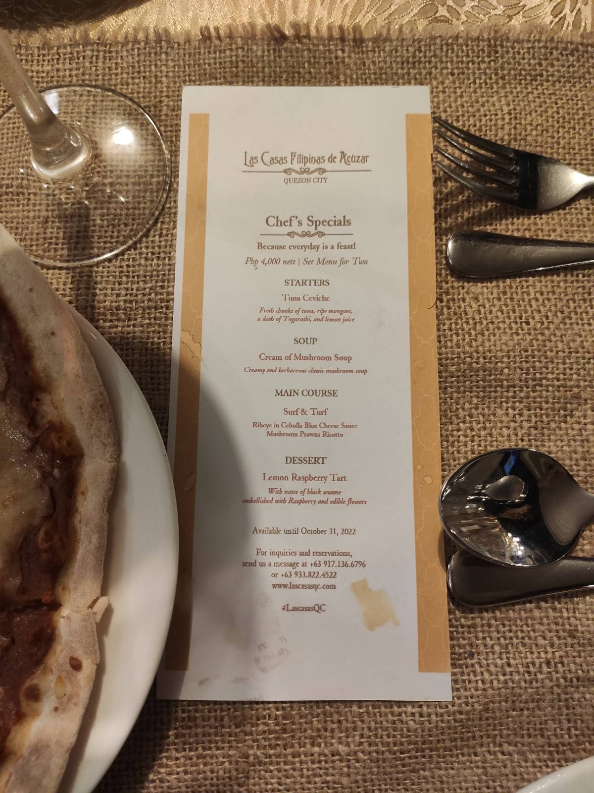 Menu at Las Casas Filipinas de Acuzar Quezon City restaurant, Quezon City