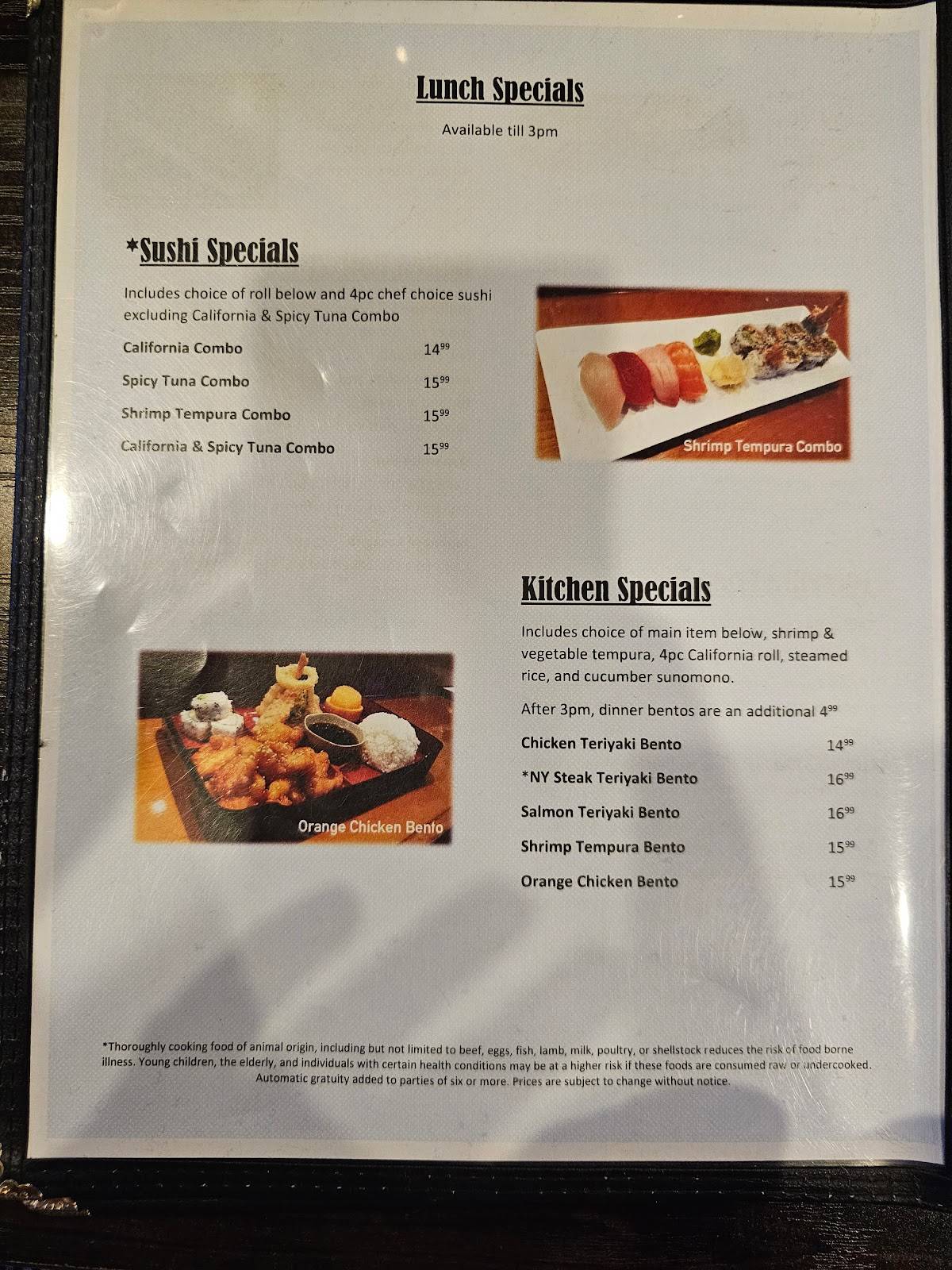 Menu at Minato Japanese & Korean Restaurant, Laughlin