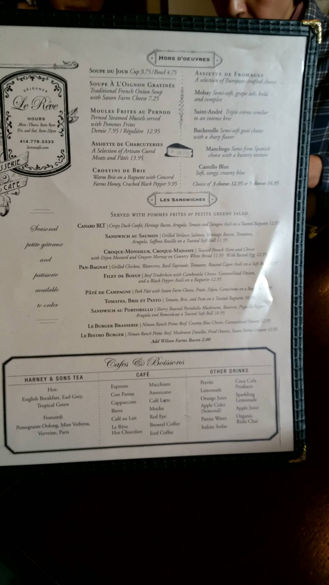 Menu at Le Reve Pâtisserie & Café cafe, Wauwatosa