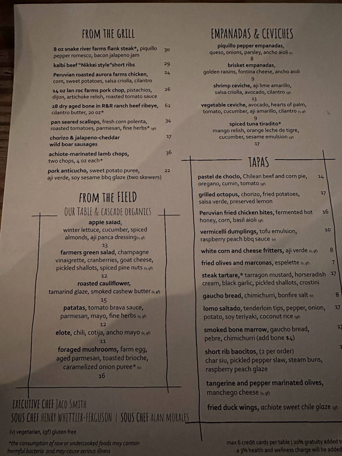 Menu at Lechon pub & bar, Portland