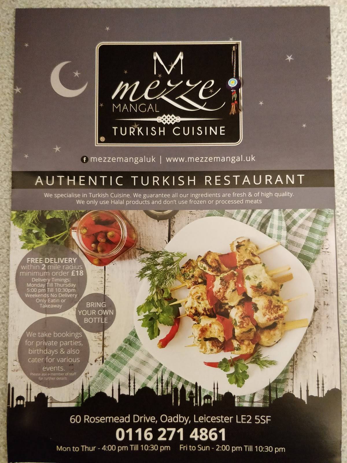 Menu at Mezze Mangal restaurant, Leicester