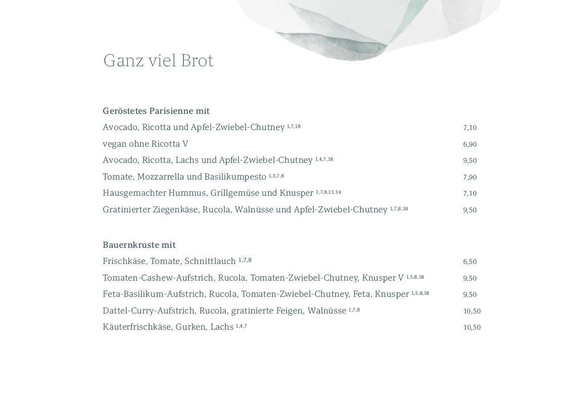 Speisekarte von Leni's cafe, Aachen