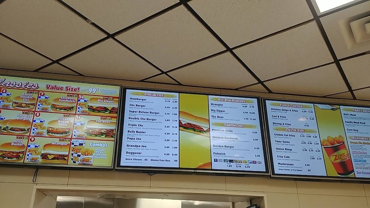 Carta de comida rápida Zip's Drive In, Lewiston, 804 16th Ave