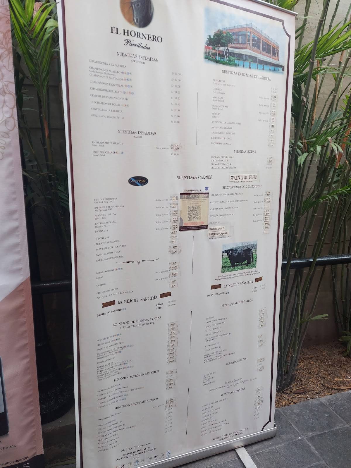 Carta de barbacoa El Hornero, Lima, Av. Dos de Mayo 758