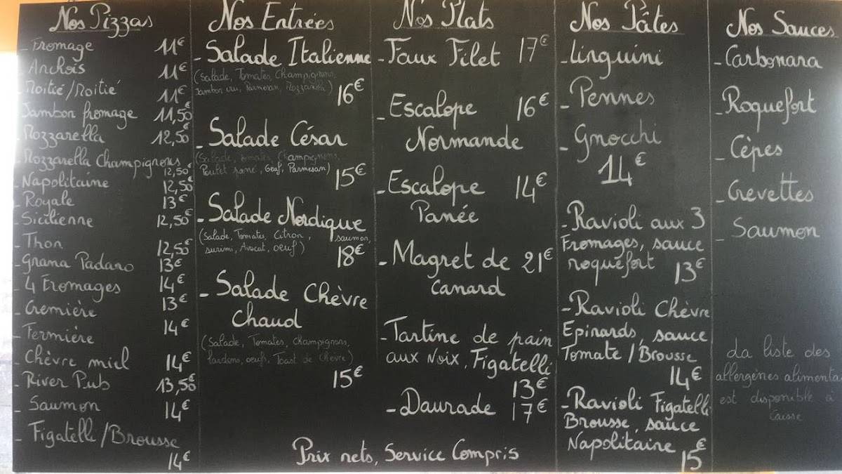 Menu au Little River restaurant, Marseille