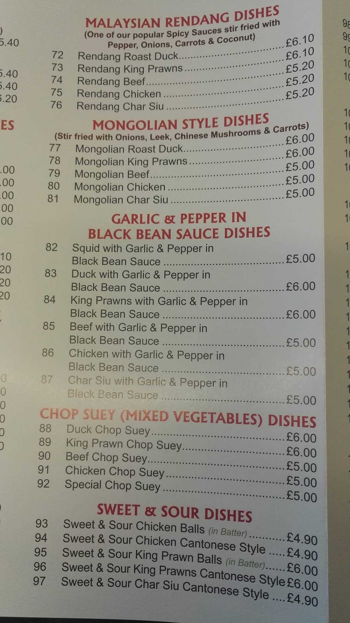 Menu at Panda Take Away restaurant, Livingston
