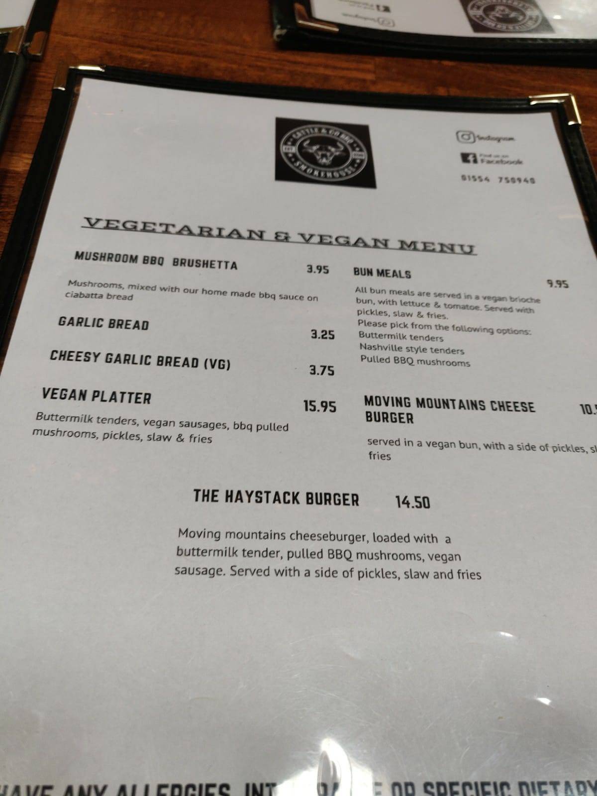 Menu at Cattle & Co Llanelli restaurant, Llanelli