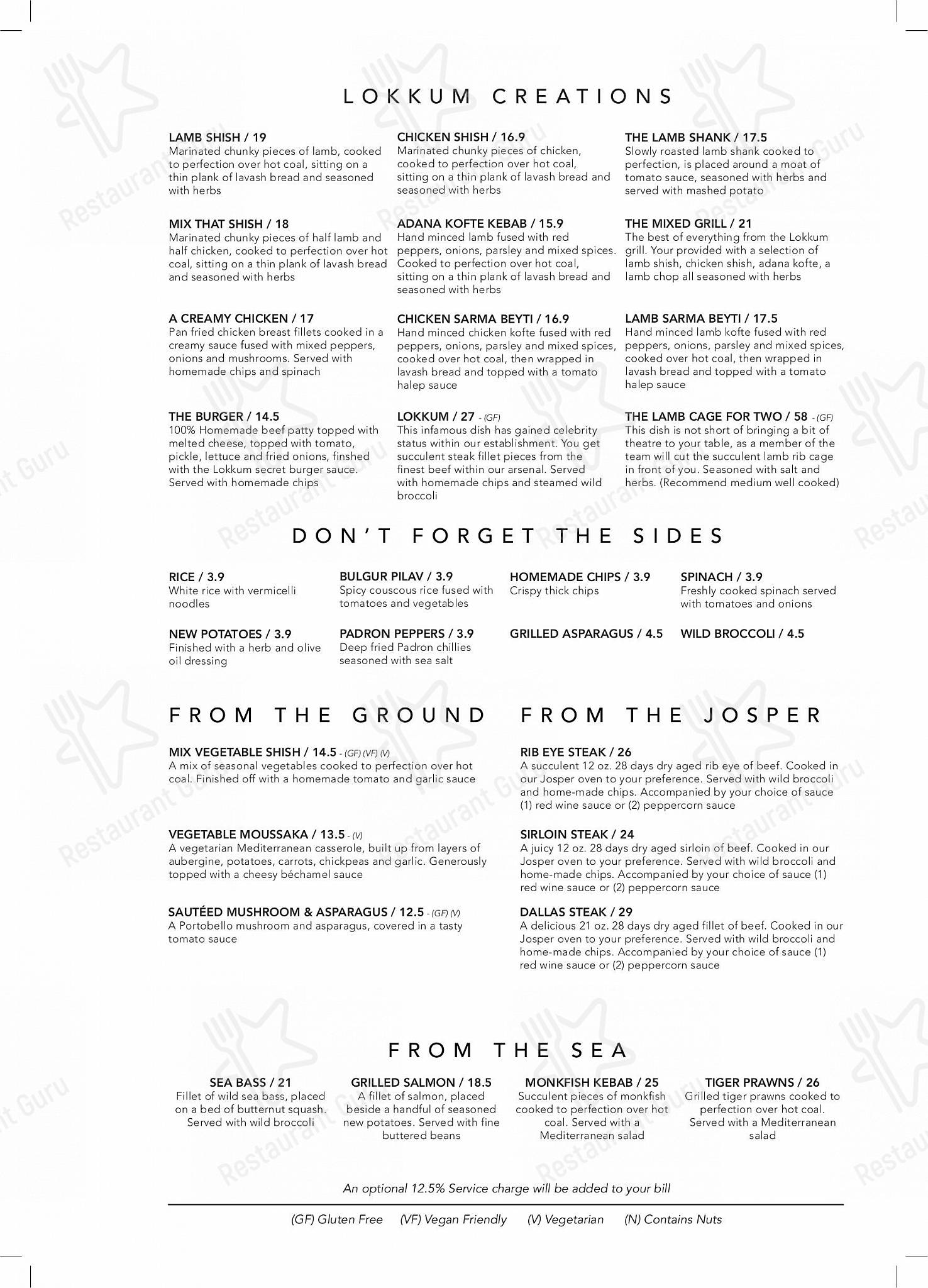 Carta de Lokkum Bar & Grill, Londres, Woodford New Rd