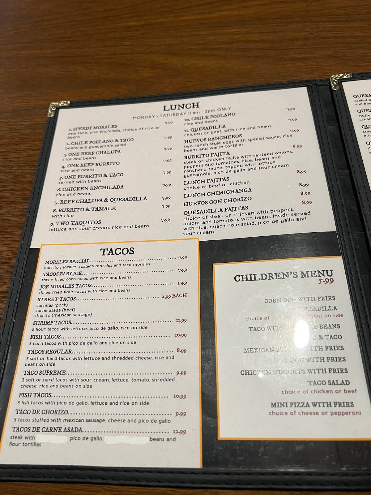 Menu at Los Tres Amigos restaurant, Wood River, Vaughn Rd