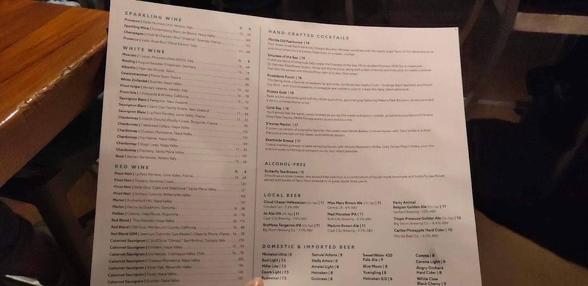 Menu at MOOR restaurant, Kissimmee