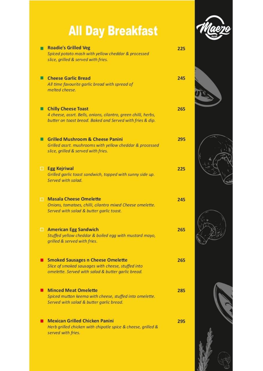 Menu at Maezo Bistro, Thane, 7X4M+3XJ