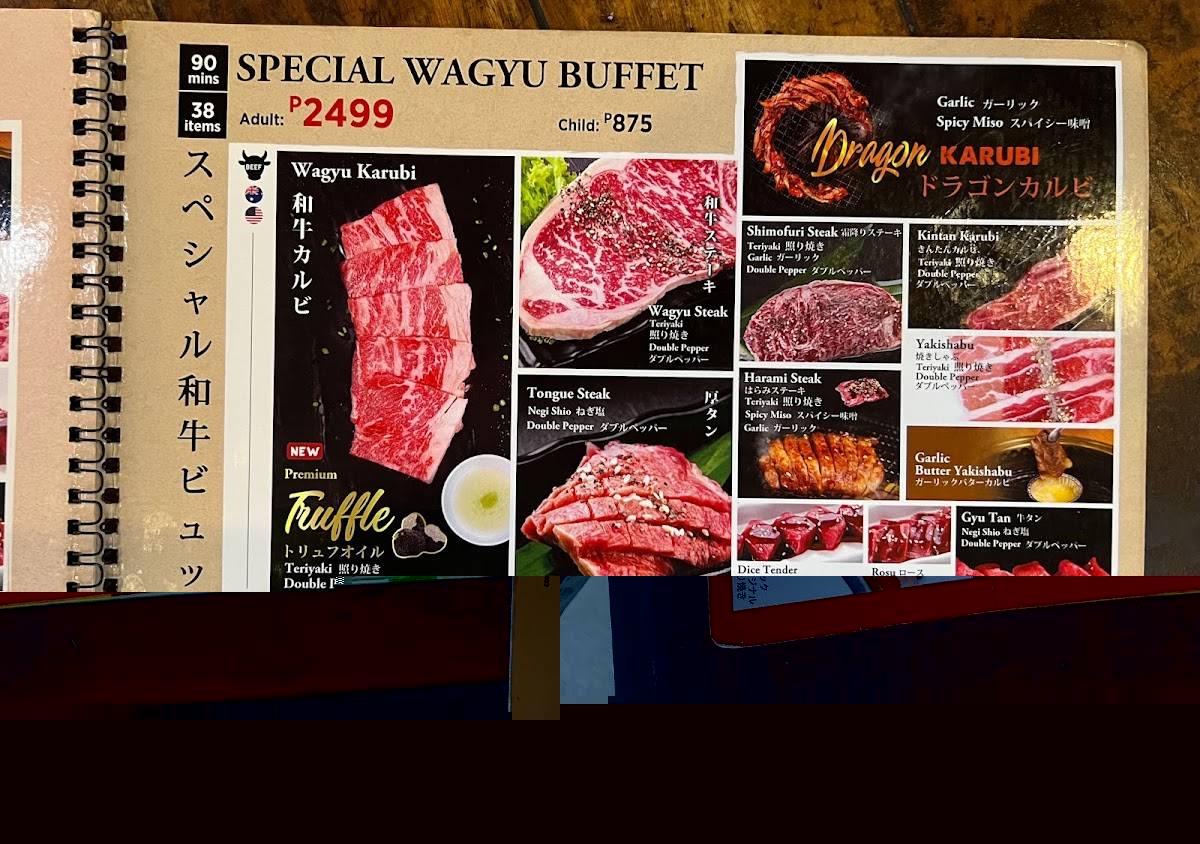 Menu at Shaburi and Kintan Buffet restaurant, Makati