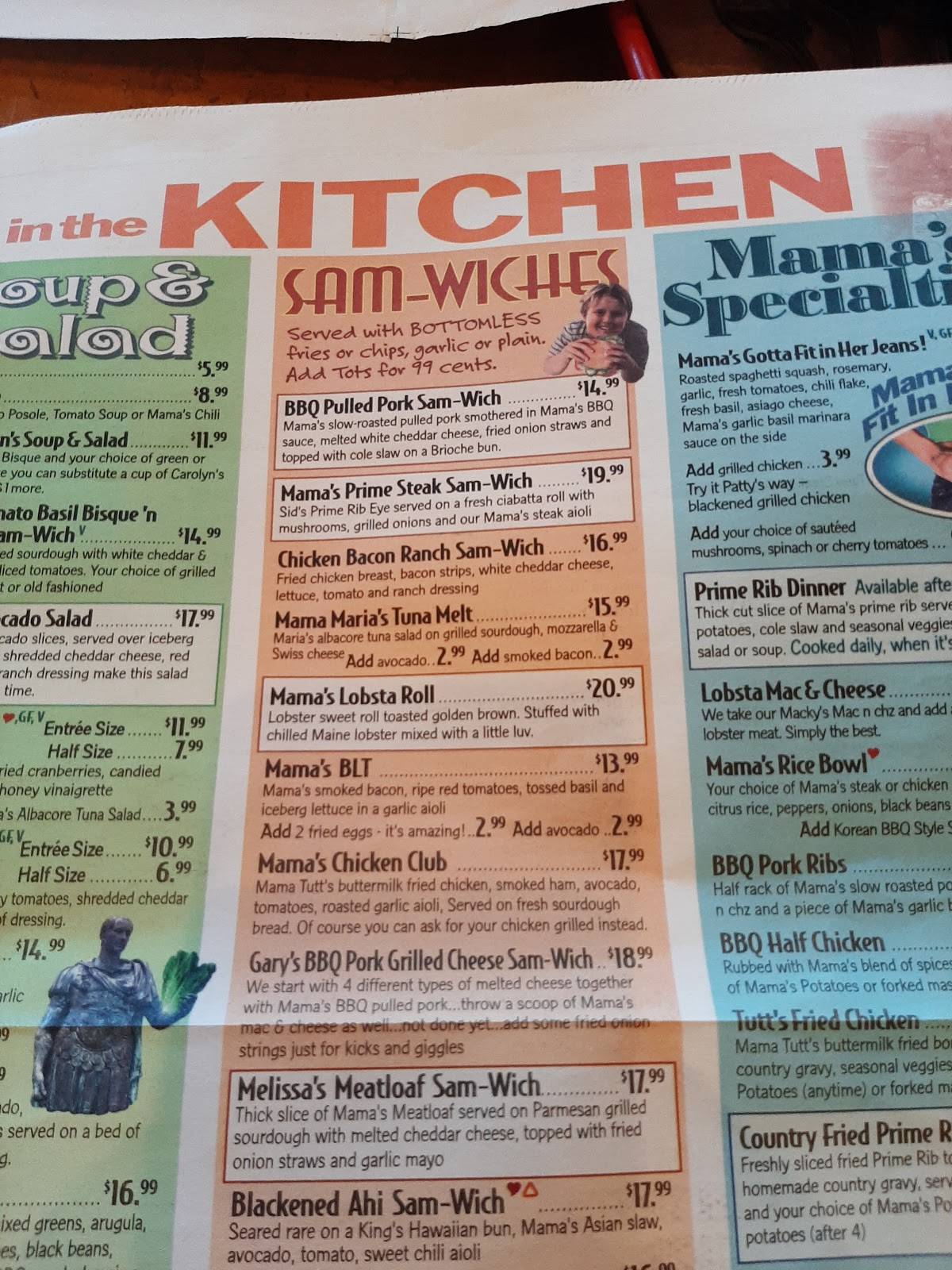 Menu at Mama's on 39 restaurant, Huntington Beach