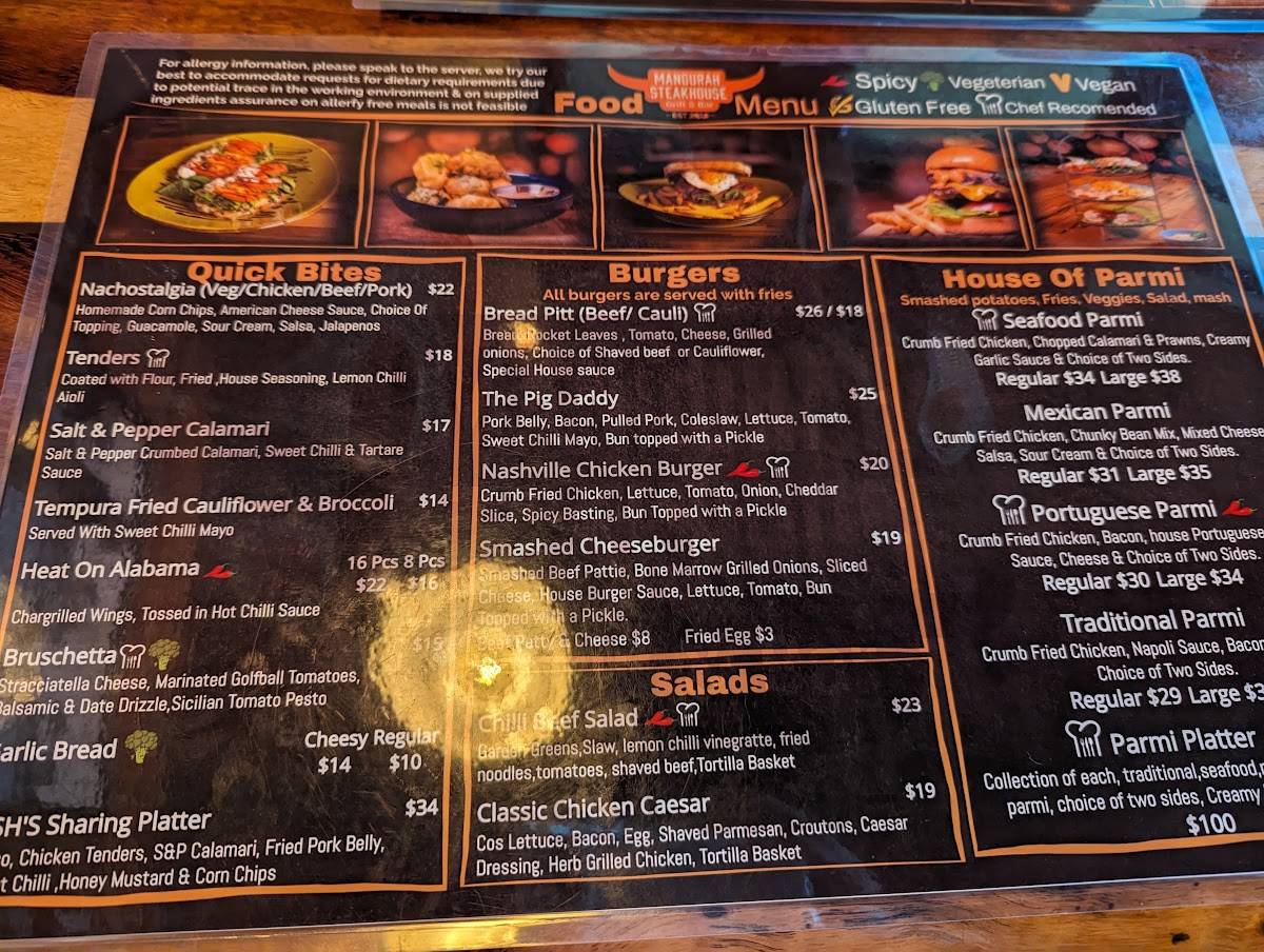 Menu at Mandurah Steakhouse, Mandurah