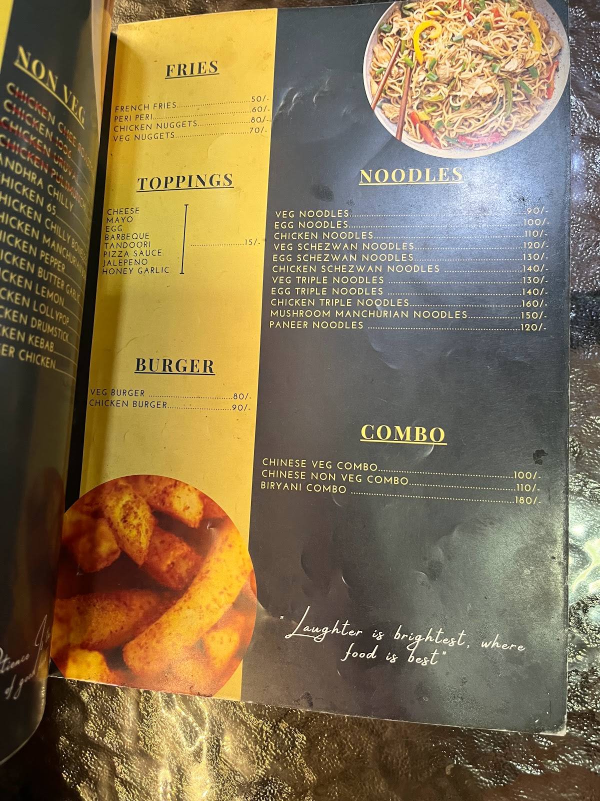 Menu at The Kudla Cafe, Mangaluru