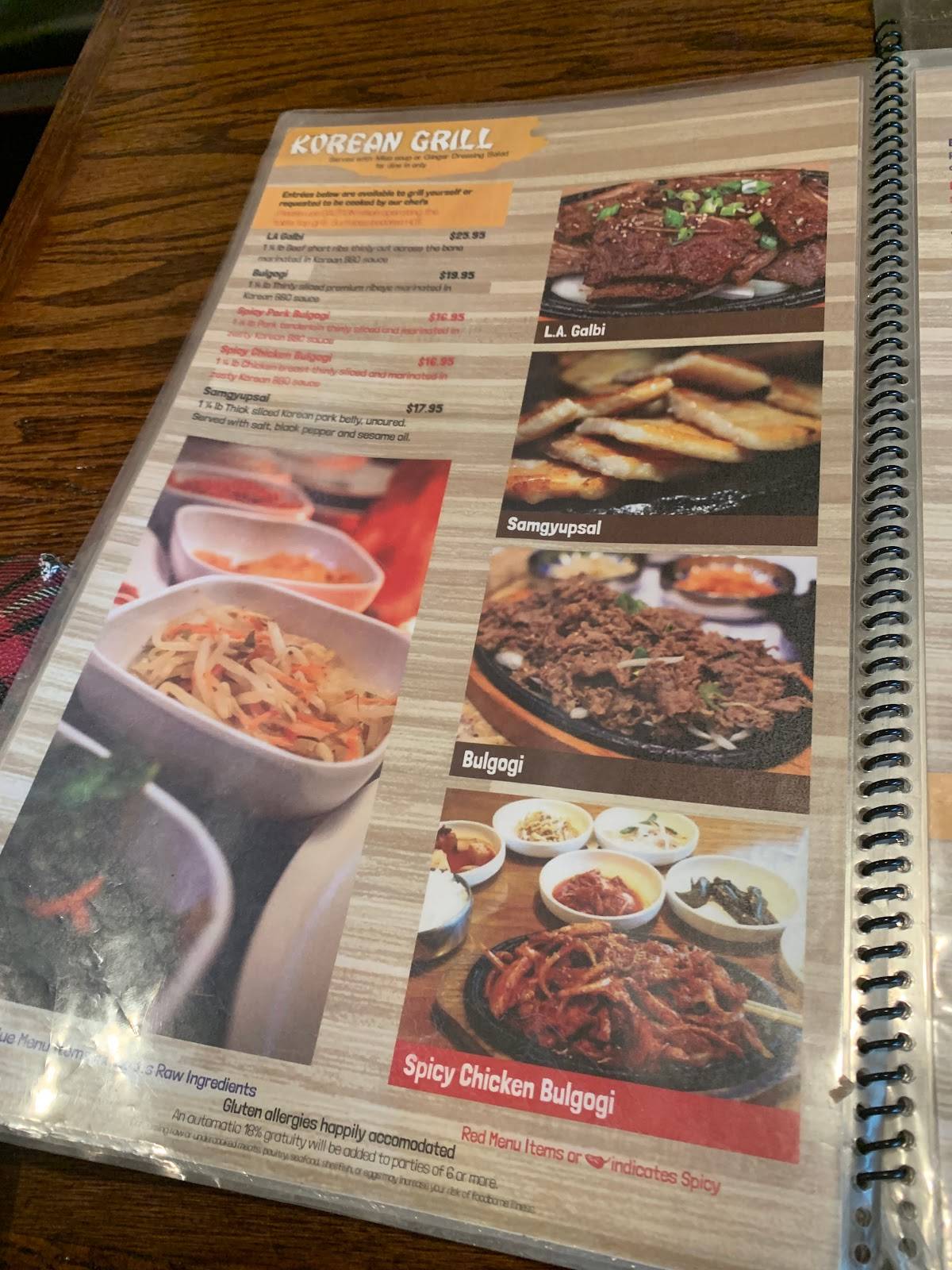 Menu at Mangetsu restaurant, Melbourne