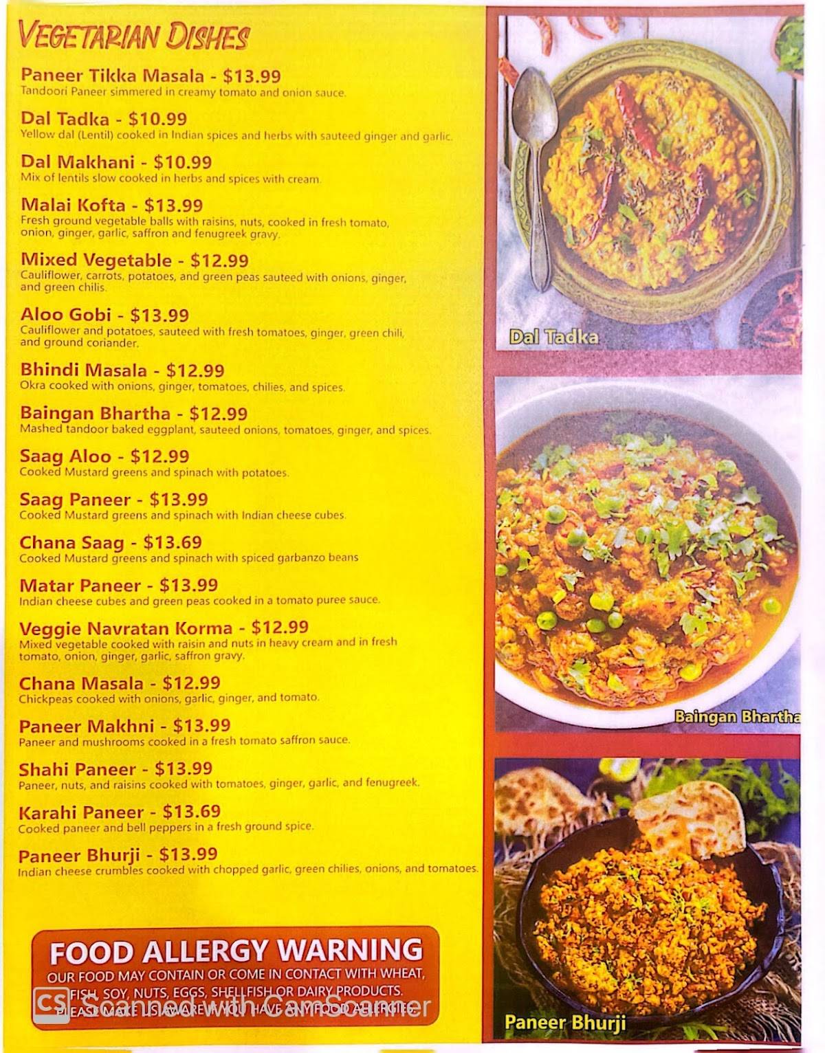 Menu at Masala Express restaurant, Merced