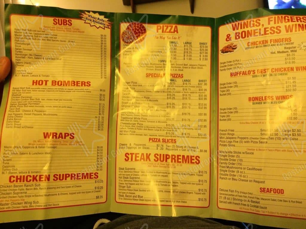Menu at Master Pizza pizzeria, Buffalo, William St