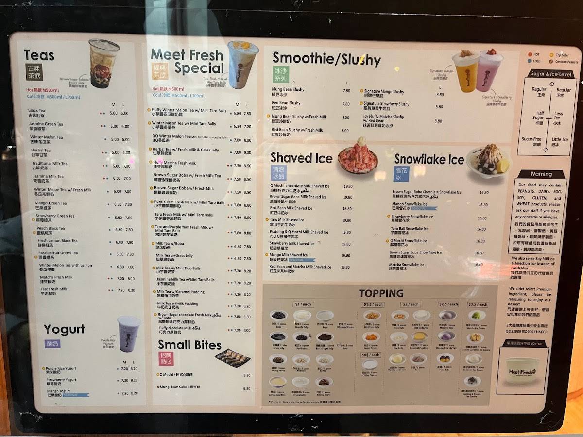 Menu at Meet Fresh desserts, Box Hill