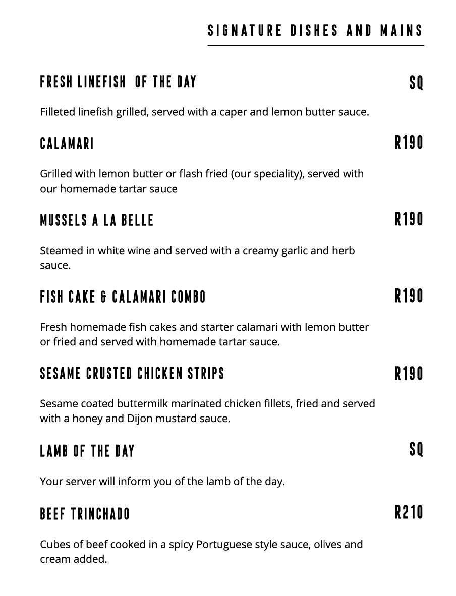 Menu at Meet On Milner restaurant, Pretoria, 378 Milner St