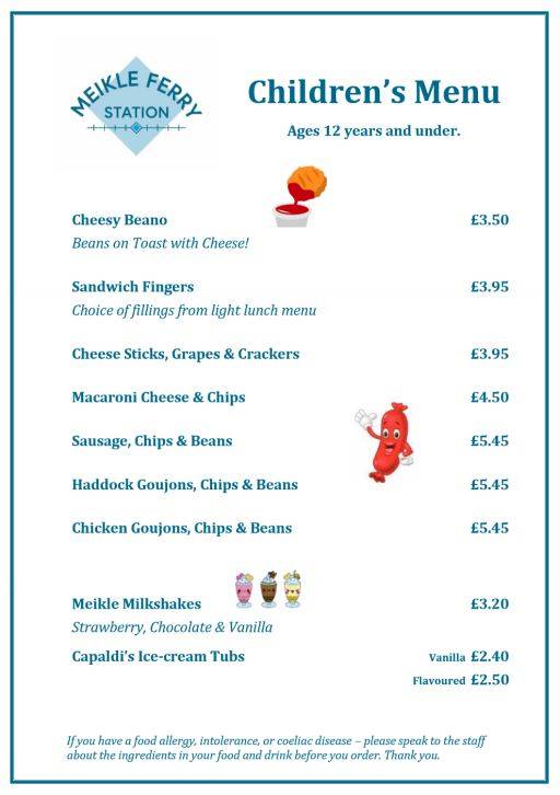 Menu at Meikle Ferry Station restaurant, Tain