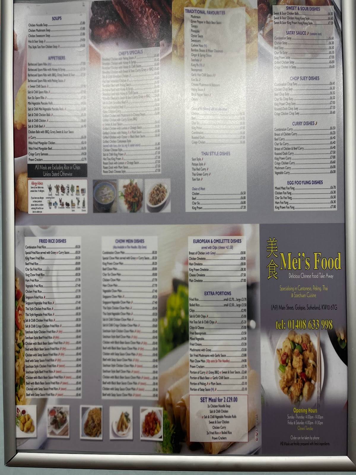 Menu at Mei's Food fast food, Golspie