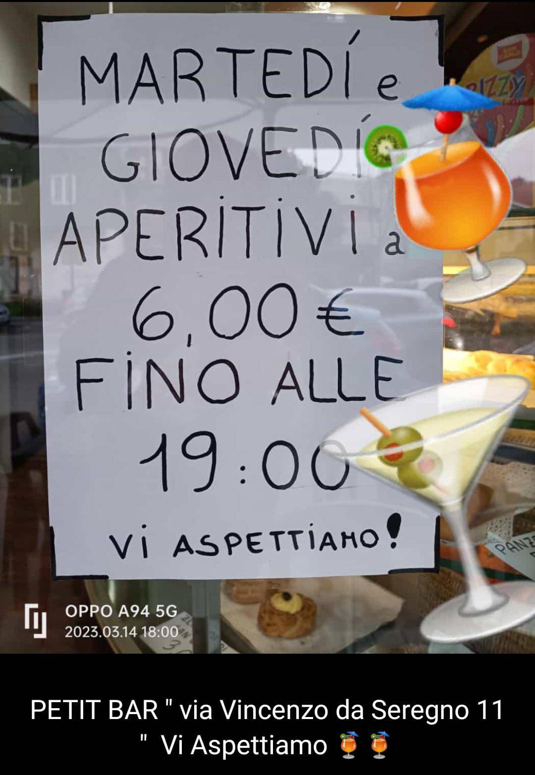 Menu da Petit Bar, Milano, Via Vincenzo da Seregno