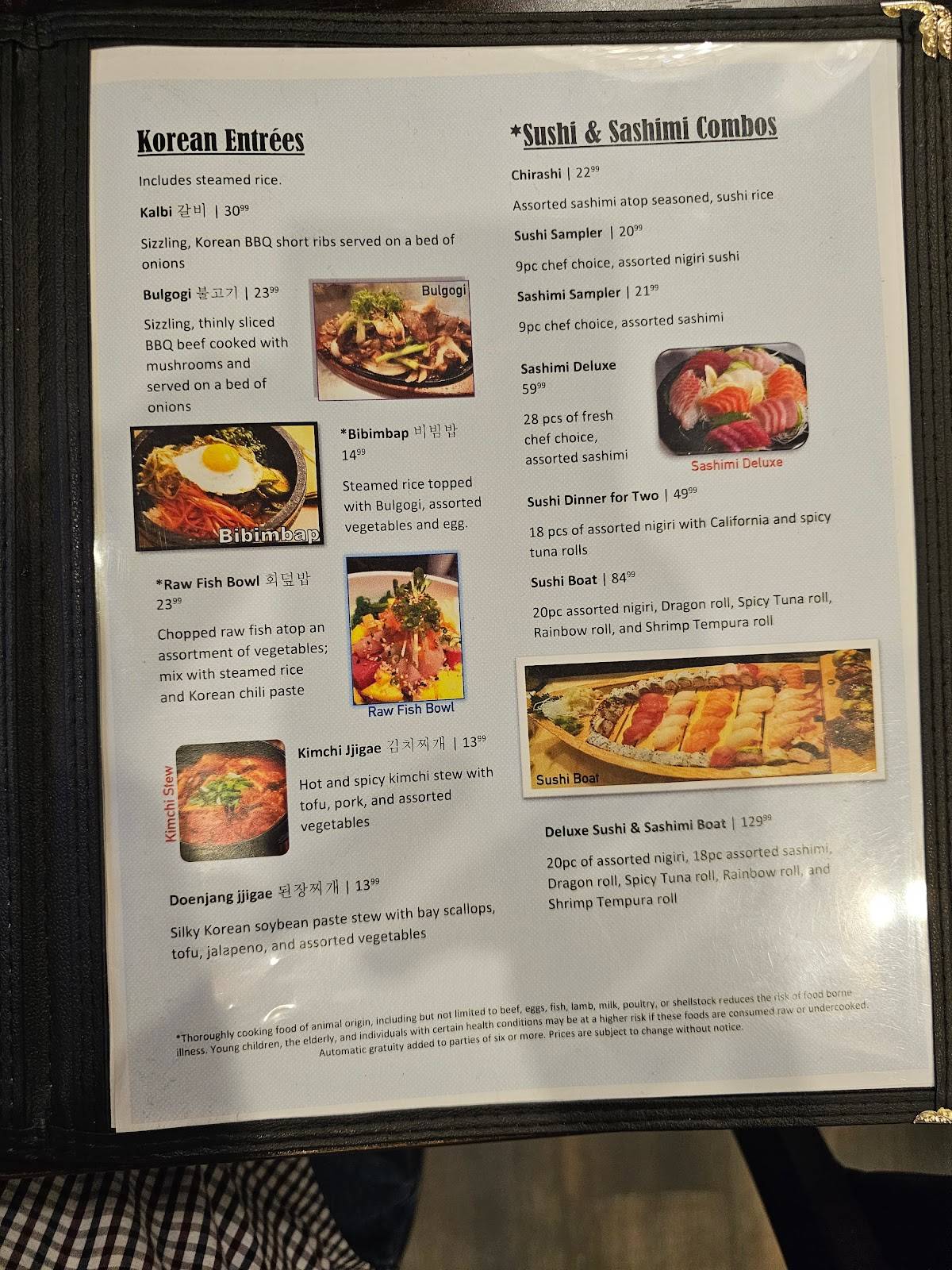 Menu at Minato Japanese & Korean Restaurant, Laughlin