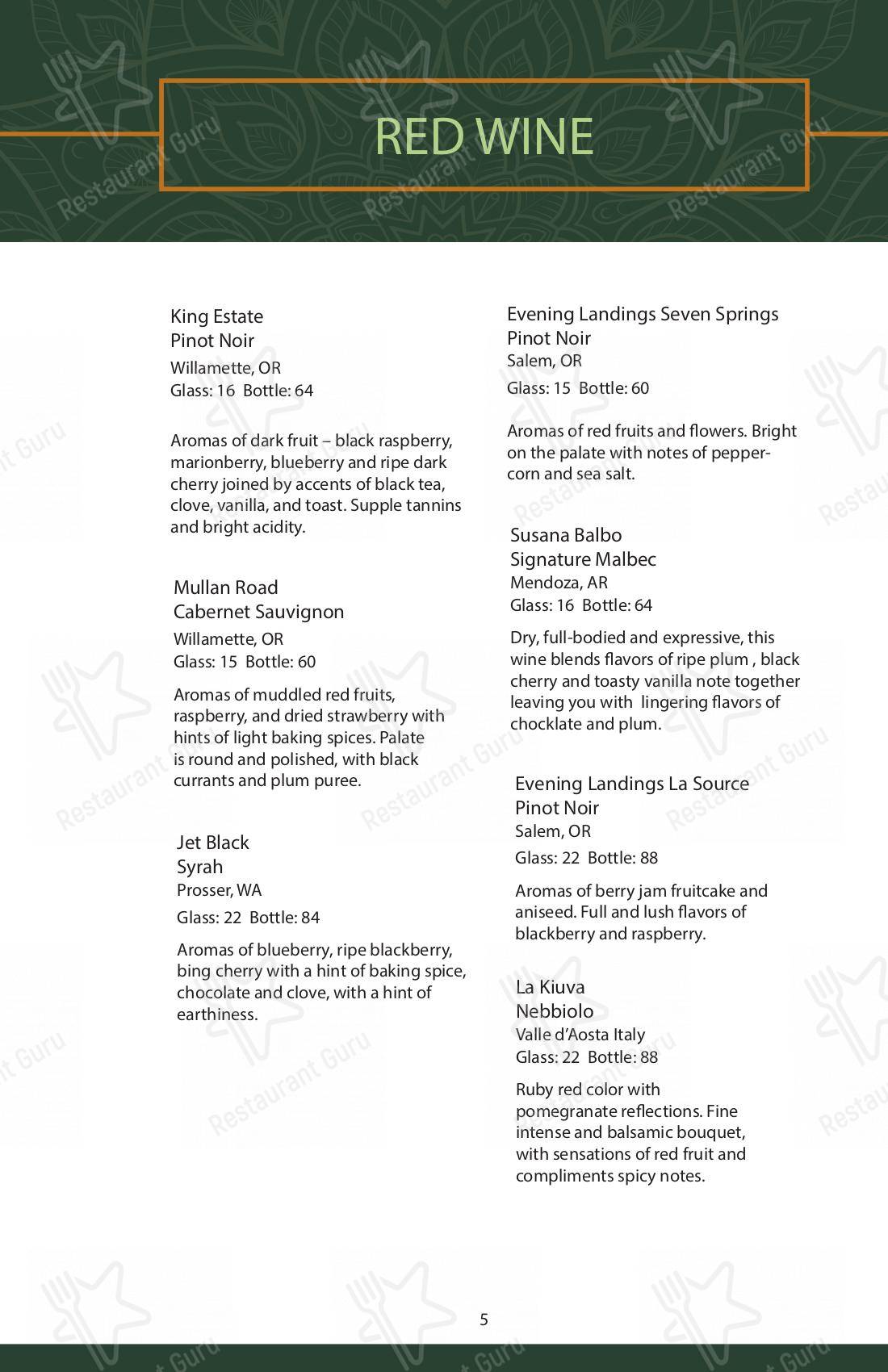 Menu at Mint Progressive Indian restaurant, Seattle