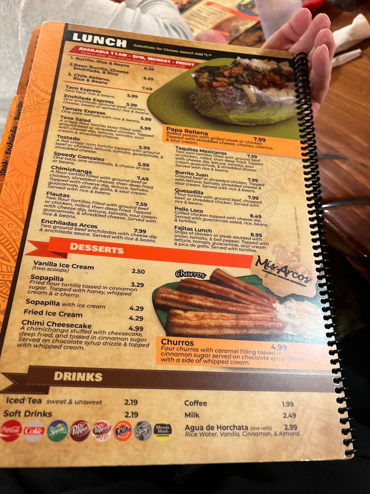 Menu at Mis Arcos Mexican Restaurant, Carthage