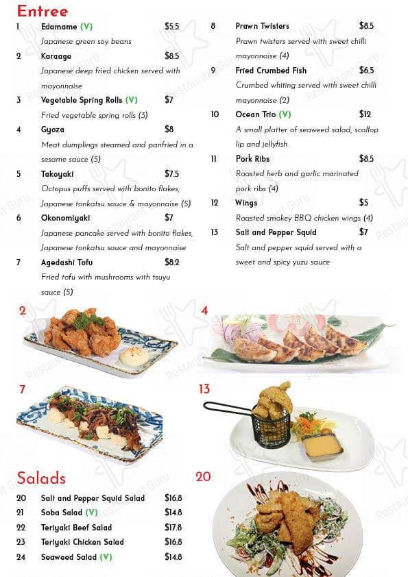 Menu at Mobara Japanese and Ipho Vietnamese Restaurants, Salisbury