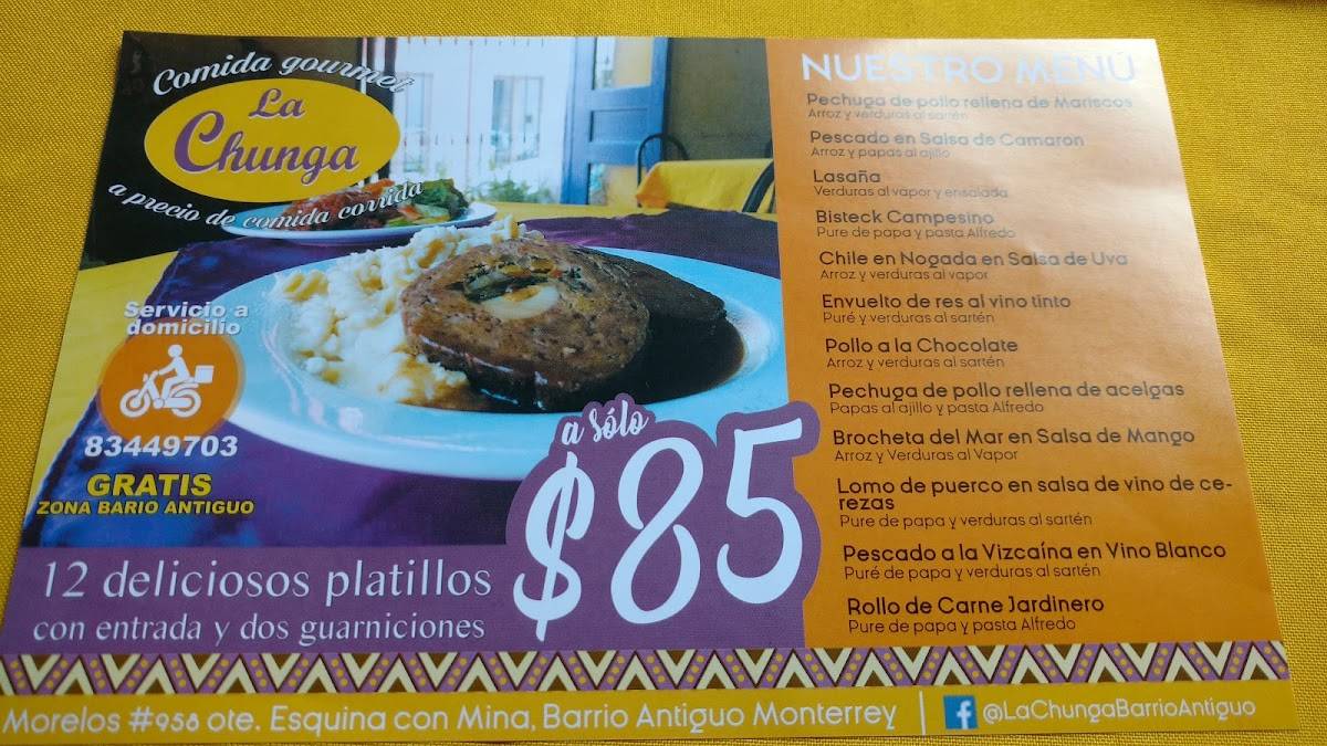 Carta del restaurante La Chunga, Monterrey, Calle Morelos 958 Esquina ...