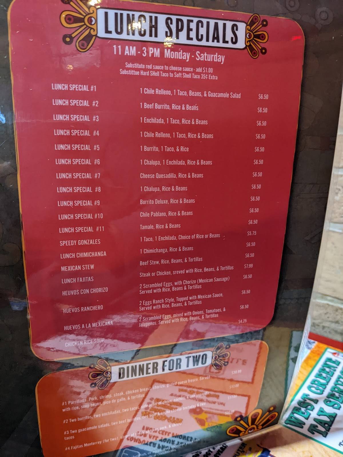 Menu at Monterrey Mexican Restaurant, Greeneville, Tusculum Blvd