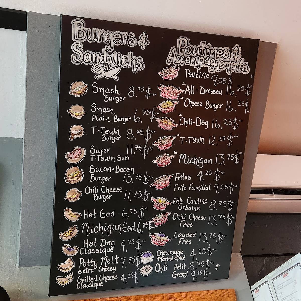 Menu at Chez Simon Cantine Urbaine fast food, Montréal