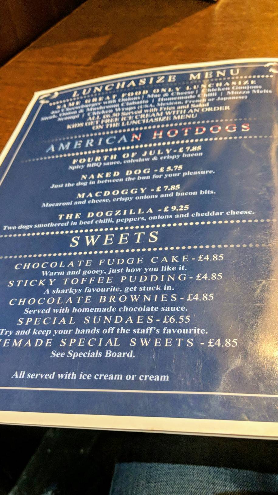 Menu at Sharkys Bar and Diner, Montrose