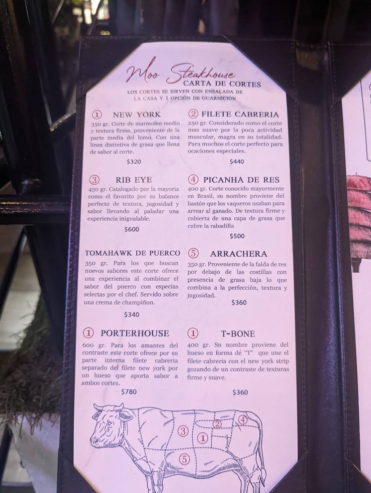 Menu at Moo Steakhouse & Grille, Puerto Peñasco