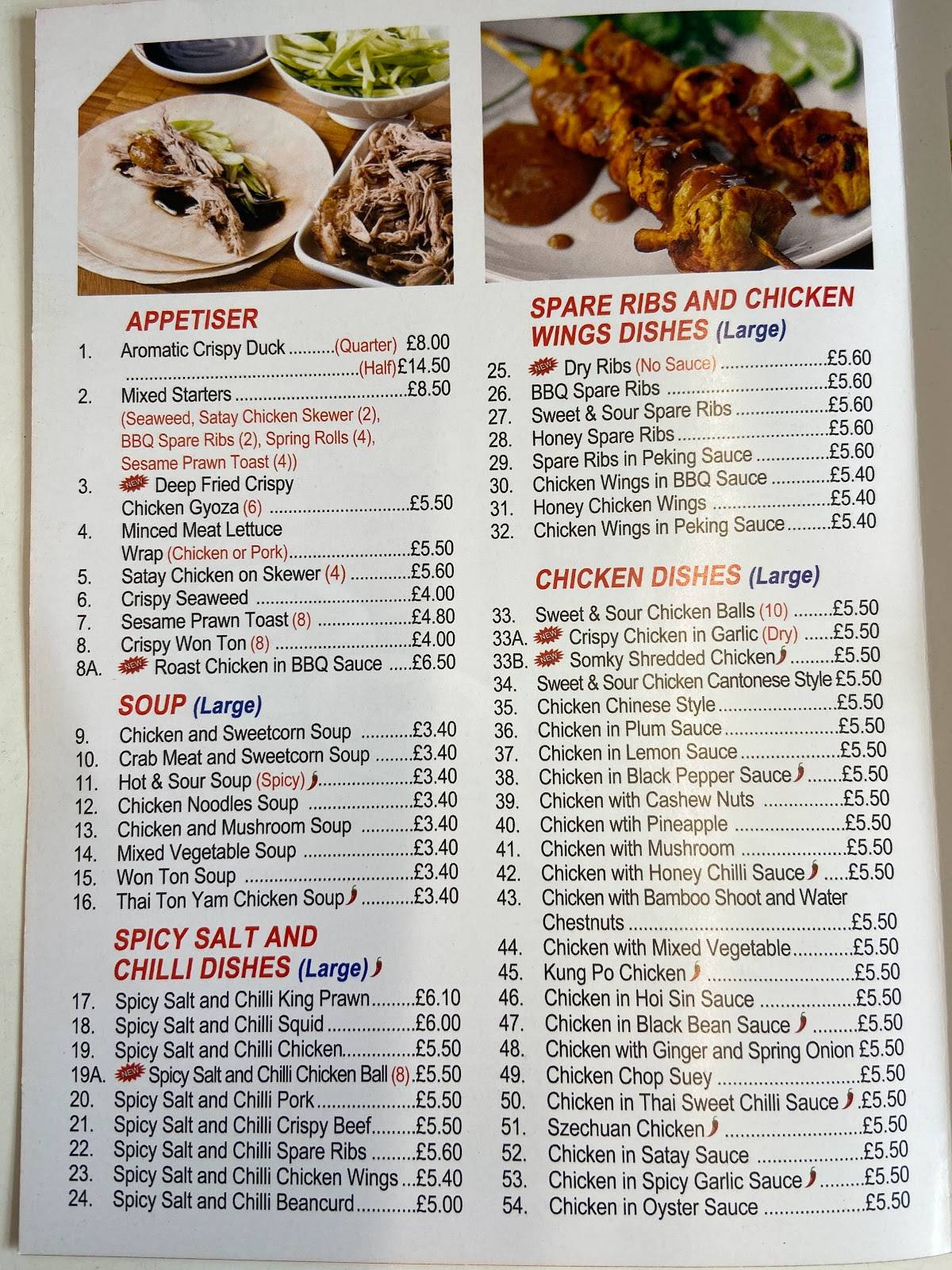 Menu at Moon House fast food, Maesteg