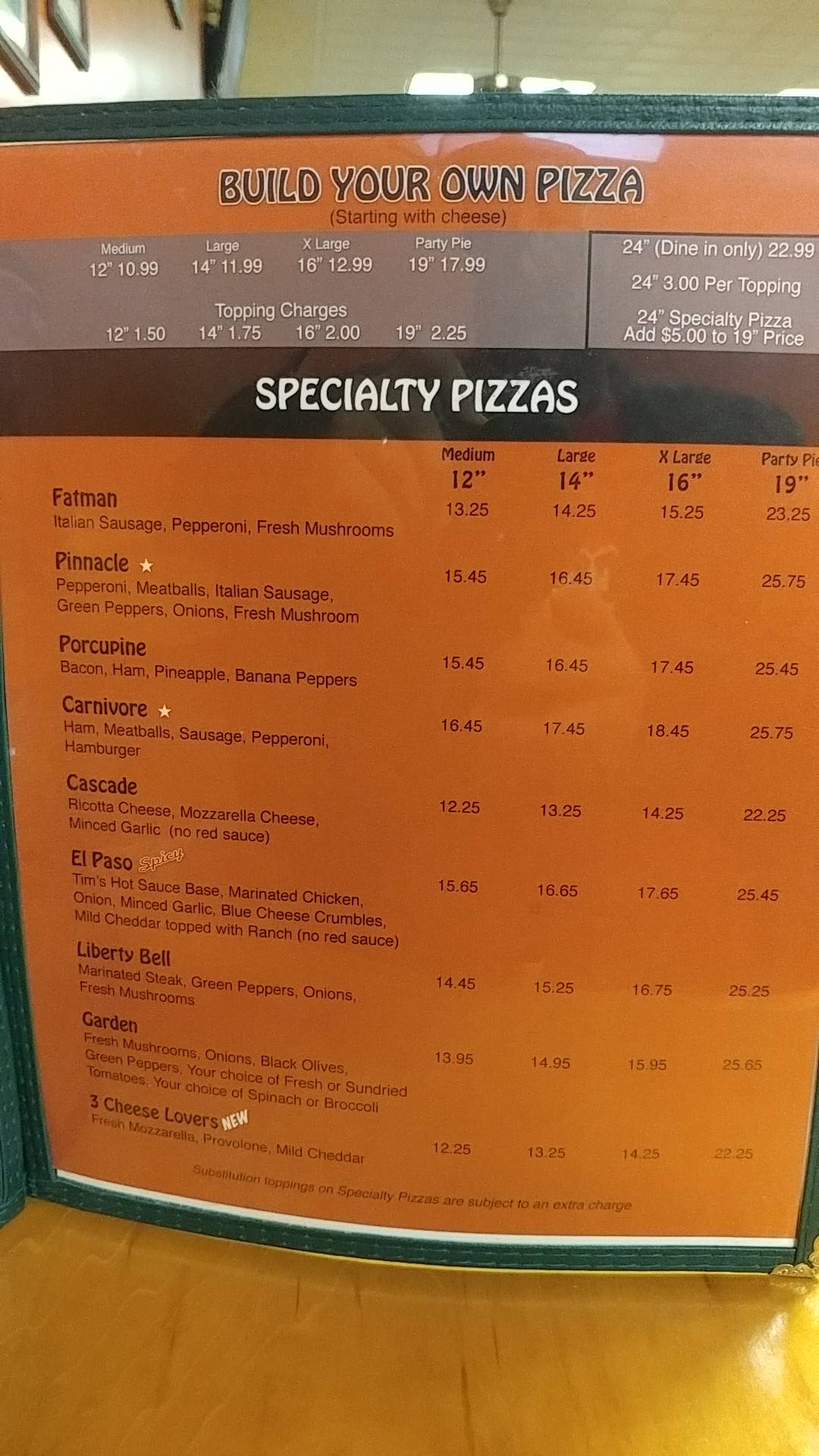 Menu at The Pie Hole: Pizza Pasta Subs Wings Salads restaurant ...