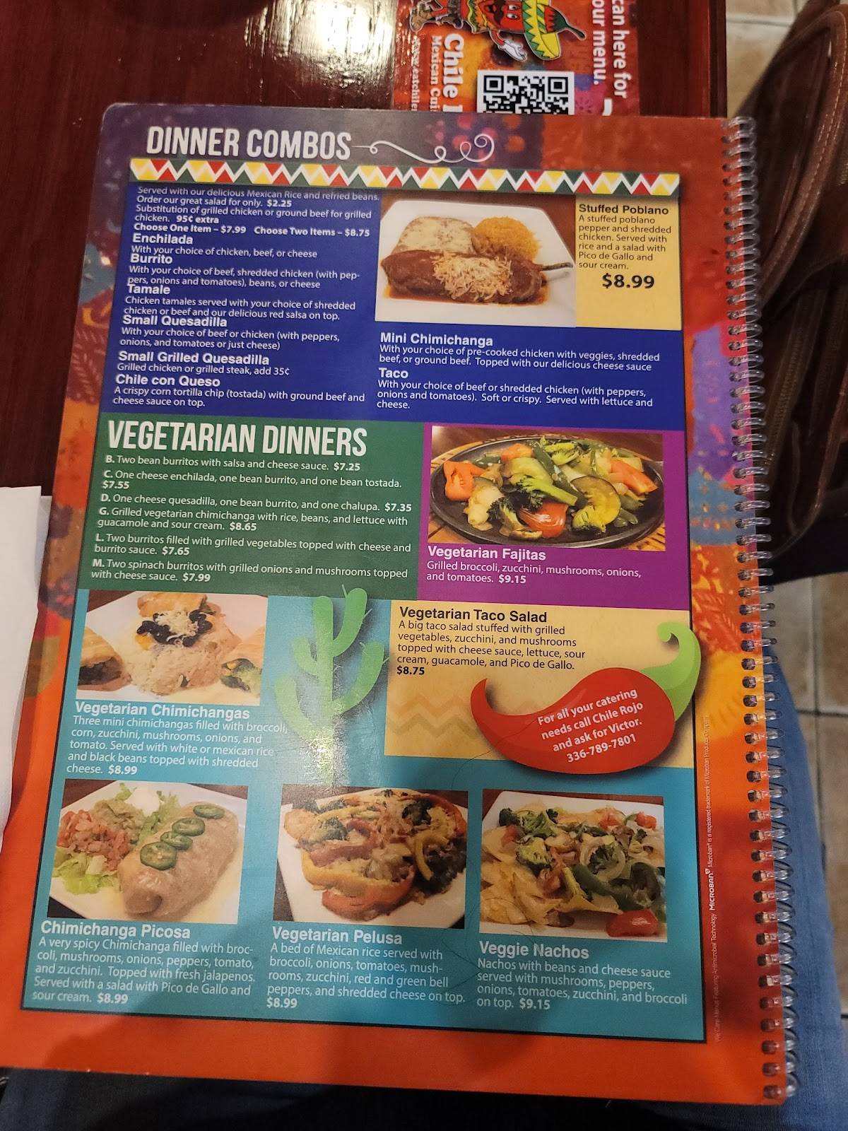 Menu at Chile Rojo Mexican Cuisine restaurant, Mount Airy