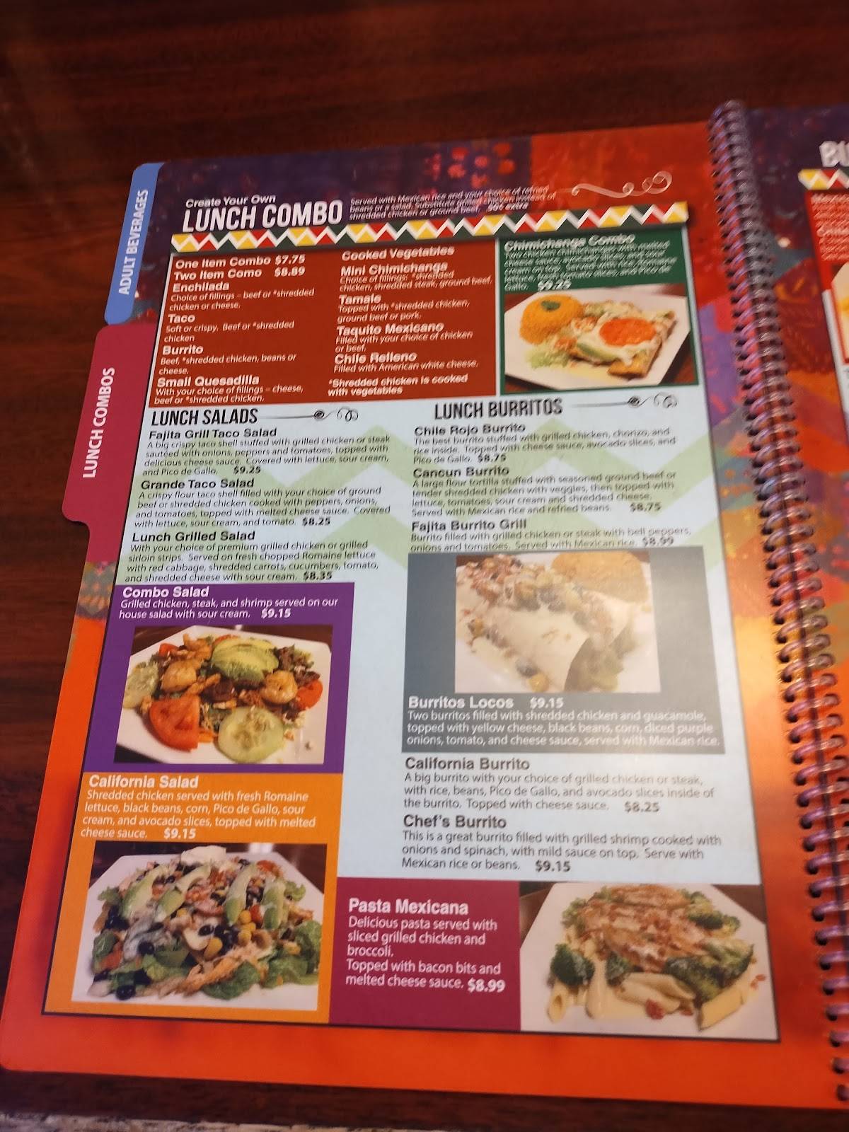 Menu at Chile Rojo Mexican Cuisine restaurant, Mount Airy