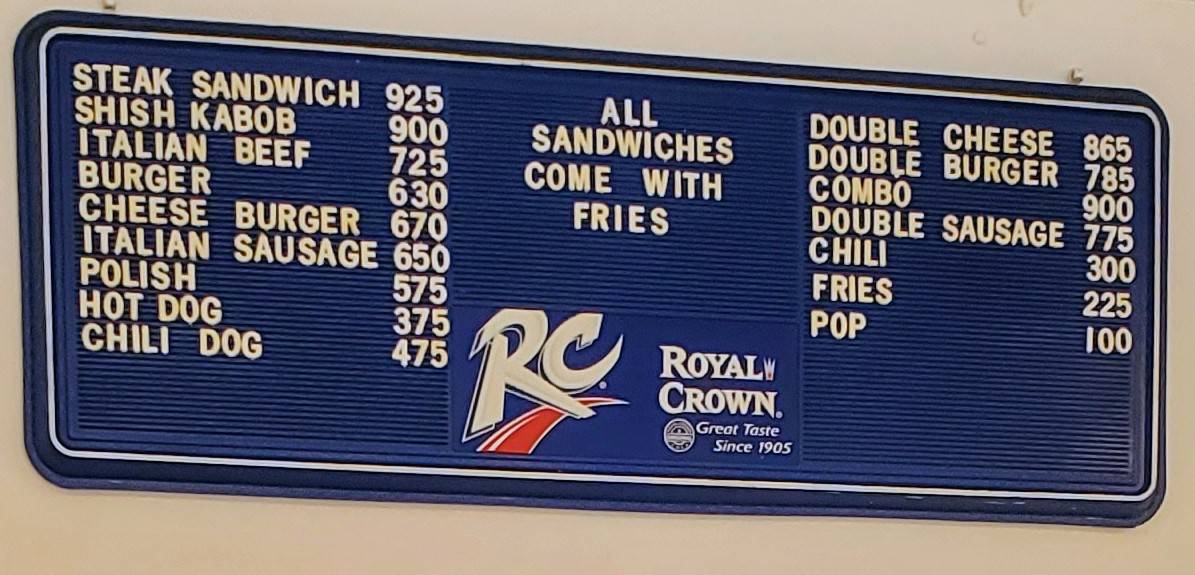 Menu at Mr D's Shish-Kabobs restaurant, Chicago