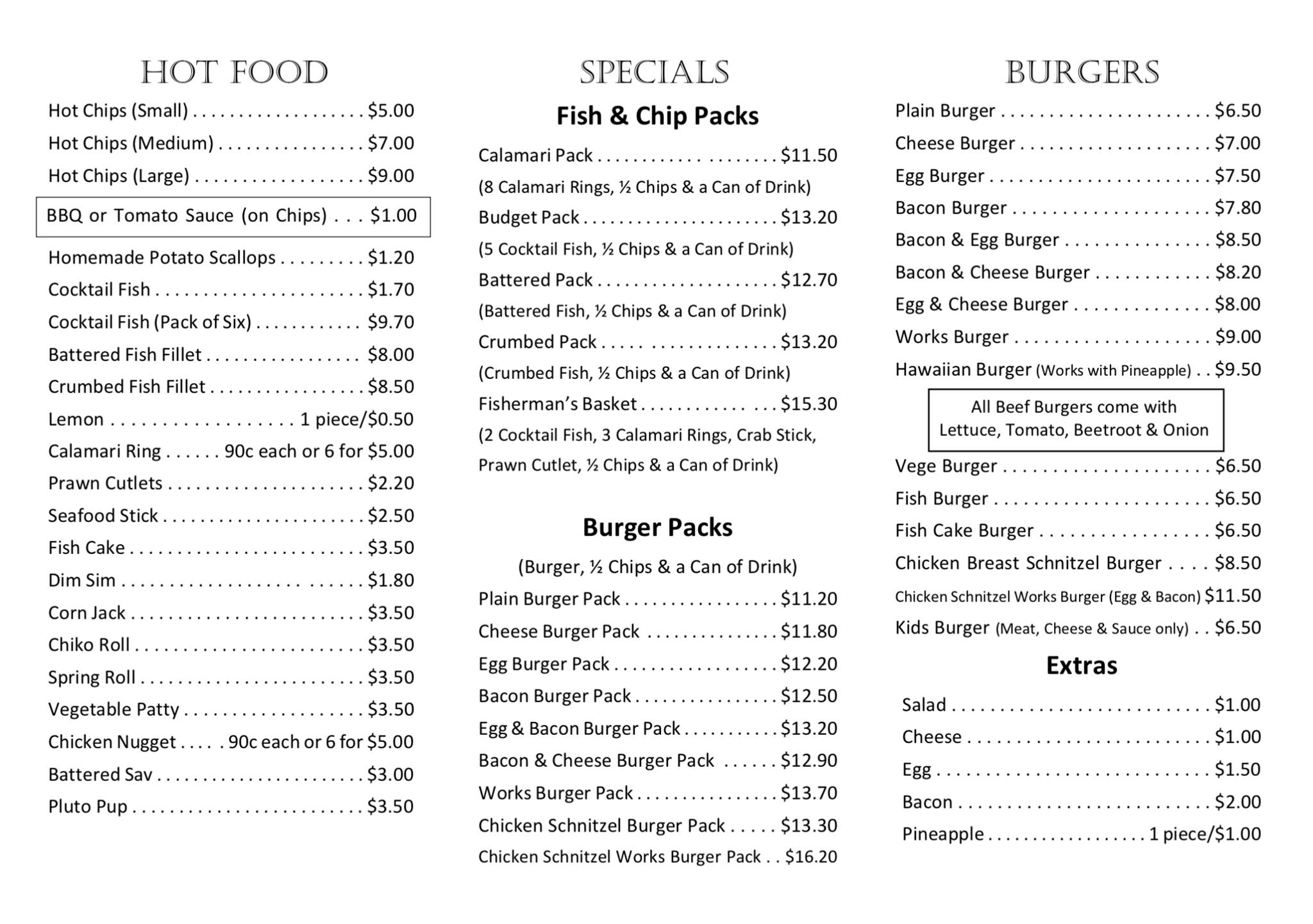 Menu at Mr Foong's Takeaway fast food, Wallsend