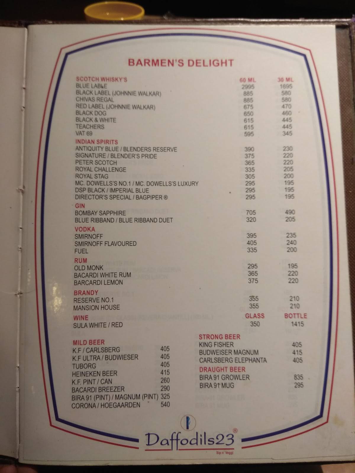 Menu at Daffodils 23, Mumbai, Shop 1-4