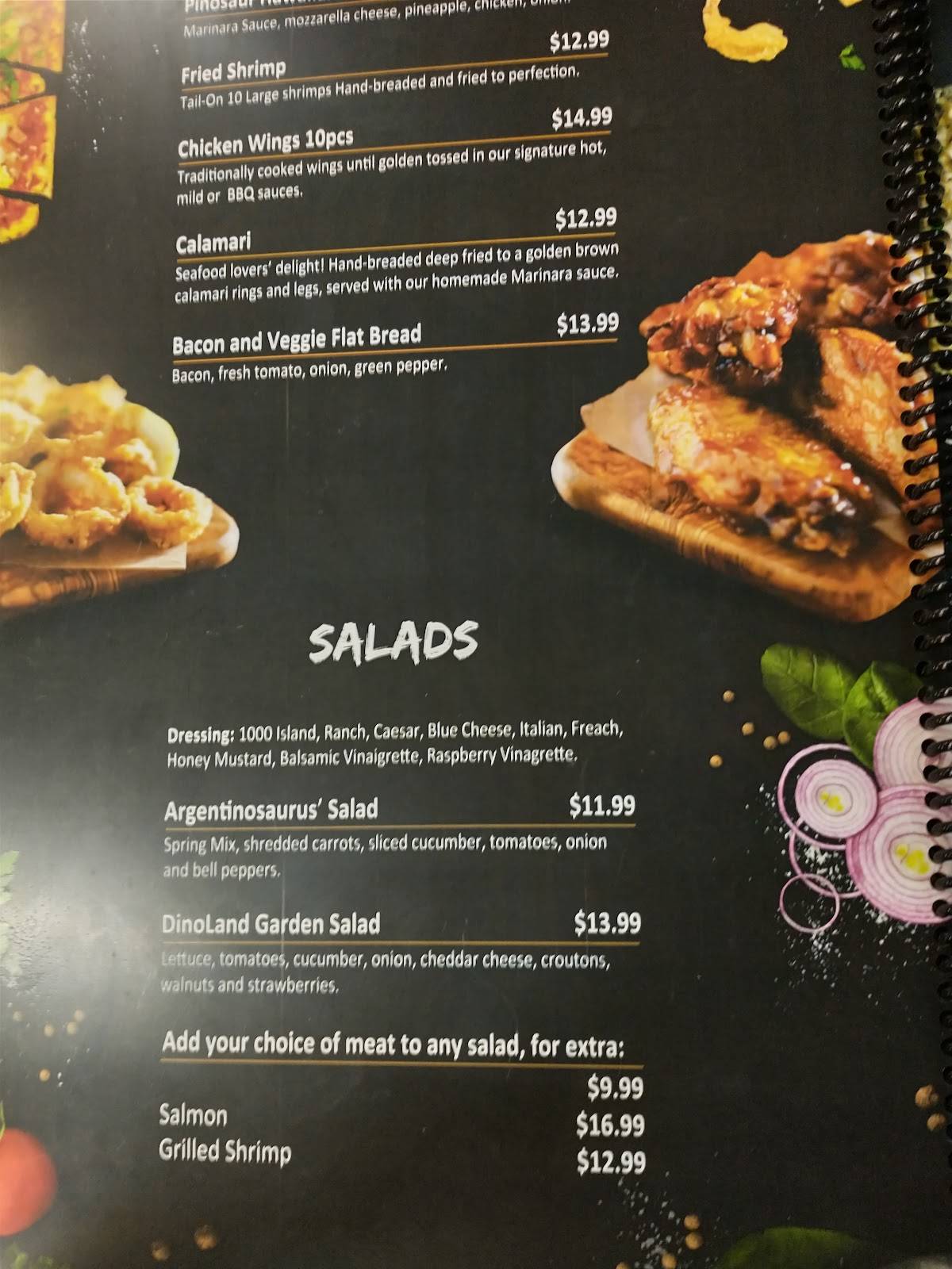 Menu at DinoLand Cafe, Myrtle Beach