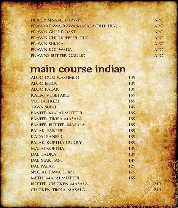 Menu at Mysore Union - Bar & Restaurant, Mysuru